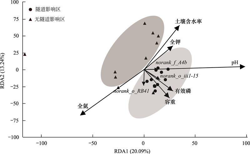 中梁山岩溶槽谷区荒草地土壤微生物群落对隧道建设的响应